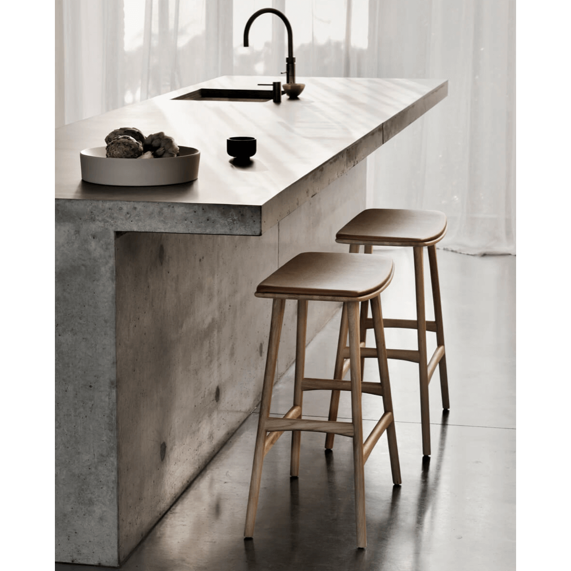 Osso Bench Barstool | Cognac Leather - CLU Living Pty Ltd