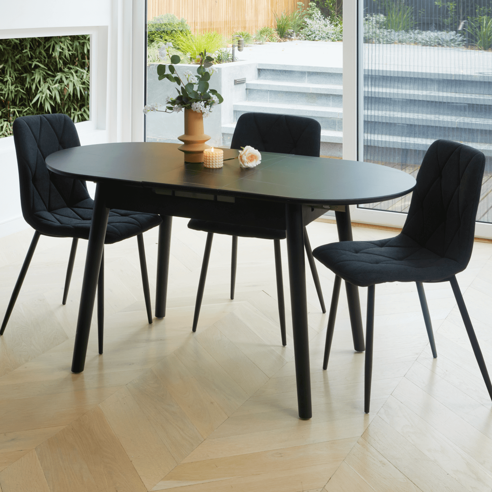 Solace Ceramic Extension Dining Table | Black Marble - CLU Living Pty Ltd