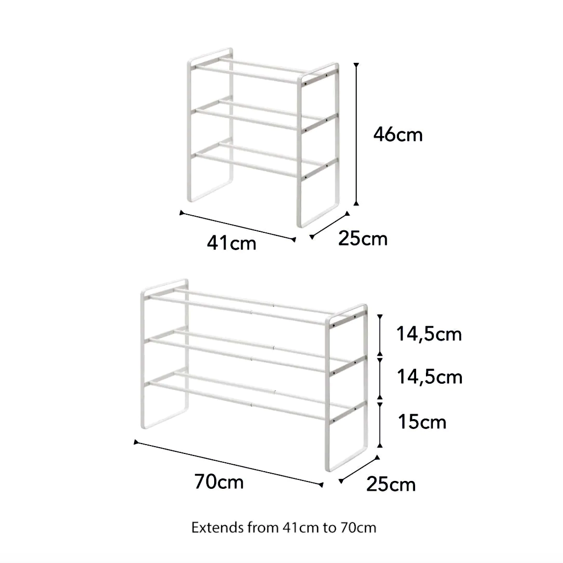 3 Tier Frame Extendable Shoe Rack | Black - CLU Living Pty Ltd