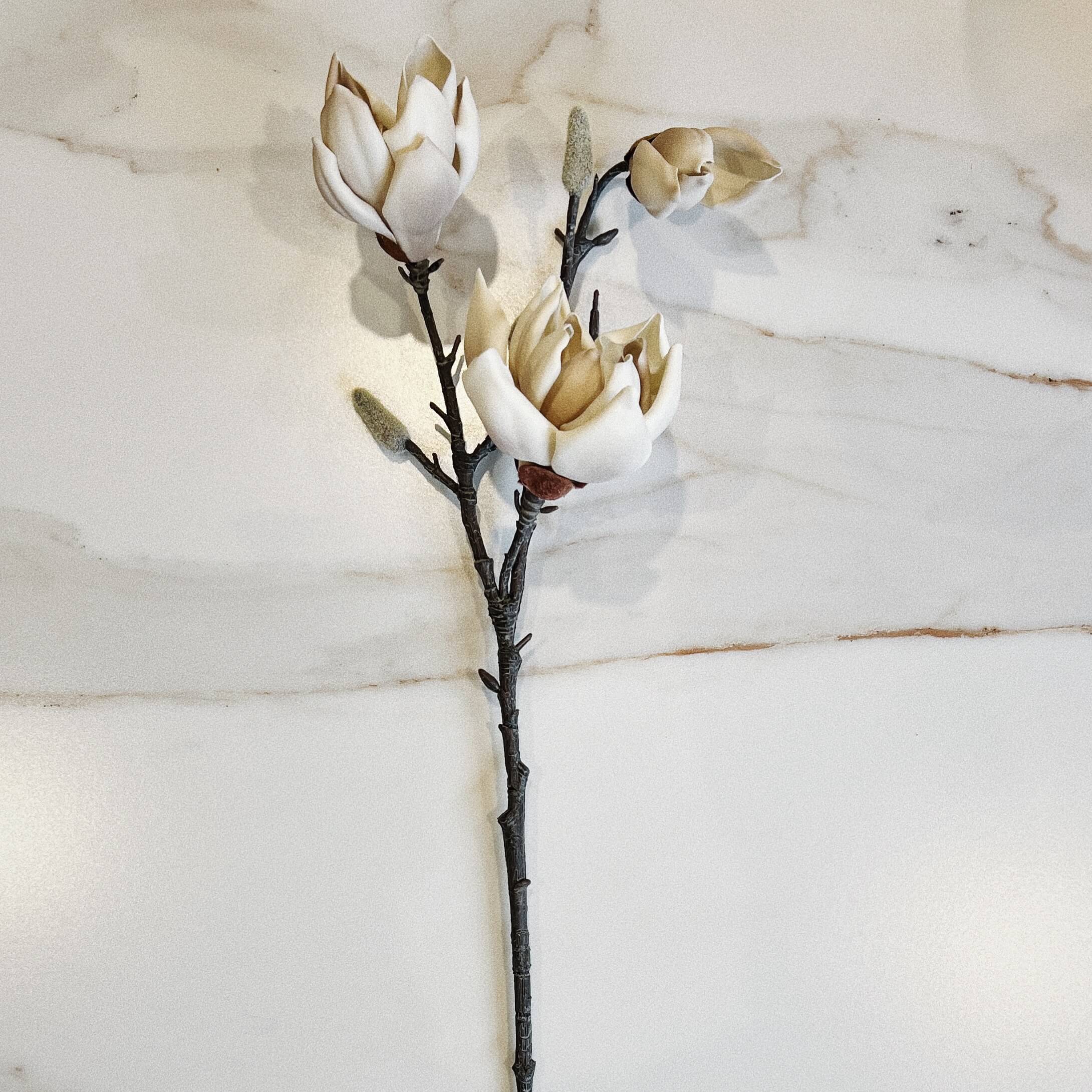 Artificial Cream Magnolia Blossom Stem - CLU Living Pty Ltd