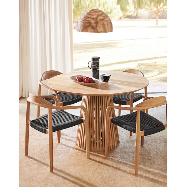 Finn Round Dining Table | Natural Teak - CLU Living Pty Ltd