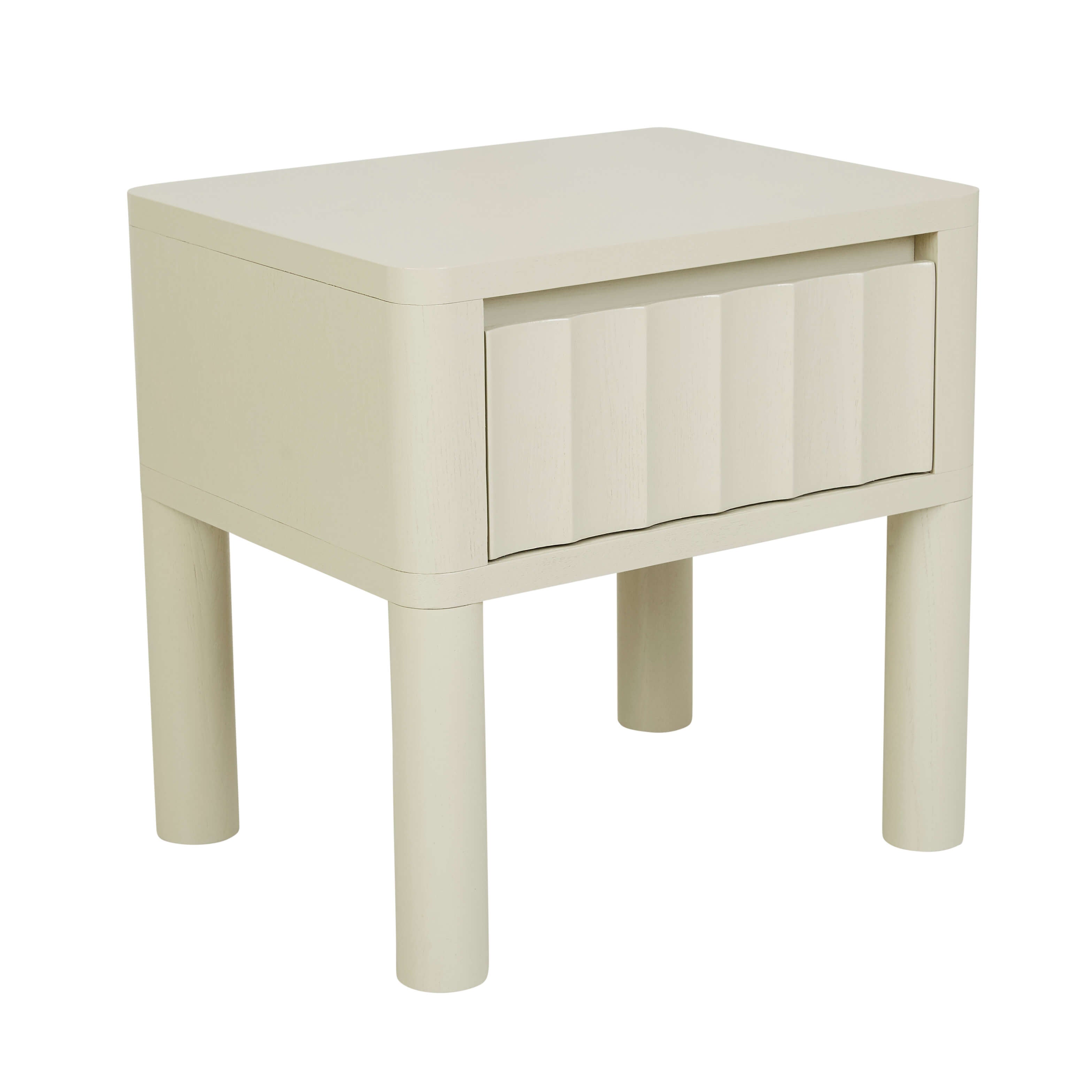Oliver Fluted Bedside Table | Putty - CLU Living Pty Ltd