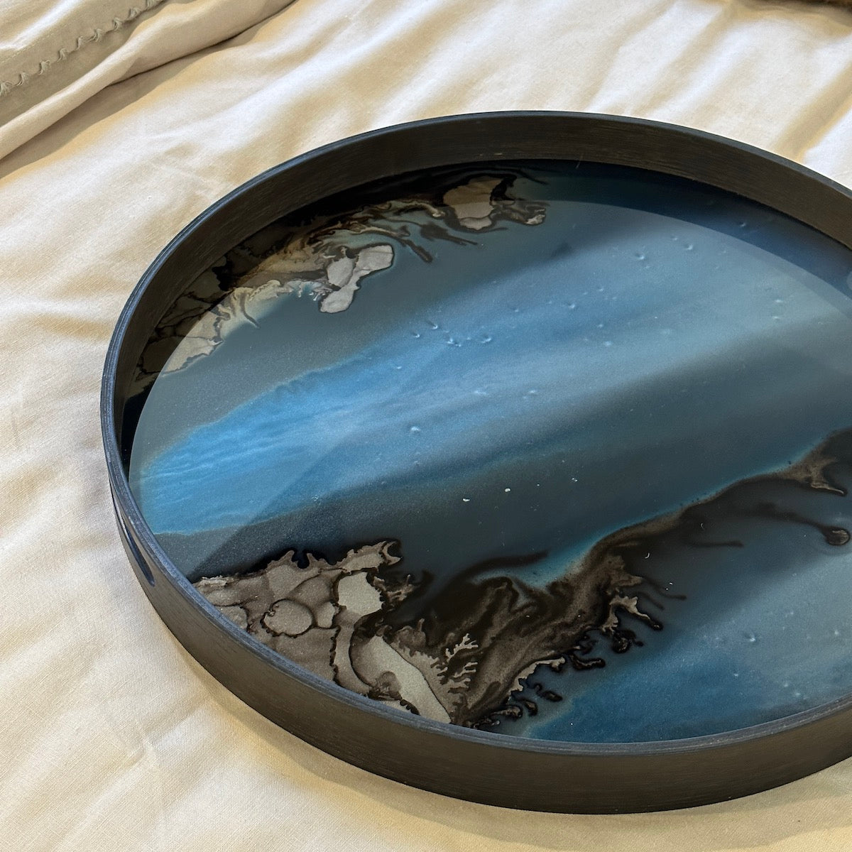 Slate Organic Round Glass Tray - CLU Living Pty Ltd