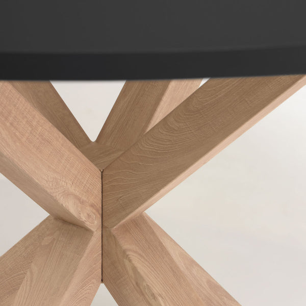 Vega Round Dining Table | Black Top / Natural Legs - CLU Living Pty Ltd