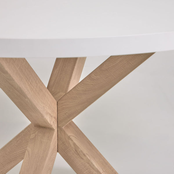 Vega Round Dining Table | White Top / Natural Legs - CLU Living Pty Ltd