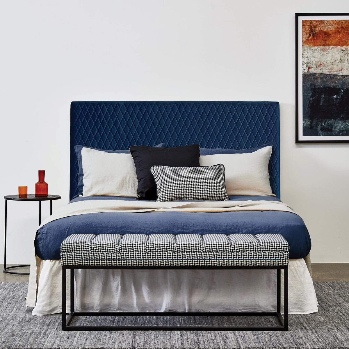 Wilshire Bed Head | Navy Blue Velvet - CLU Living Pty Ltd